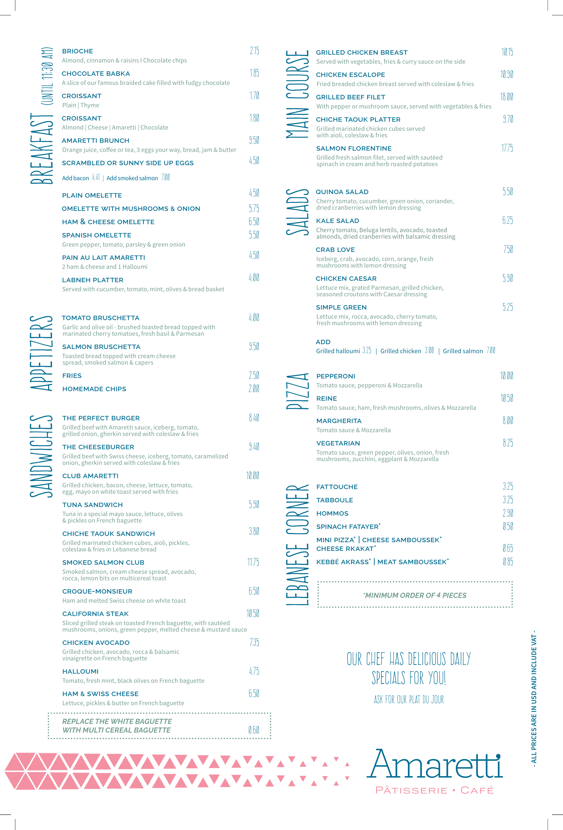 Test menu - Amaretti