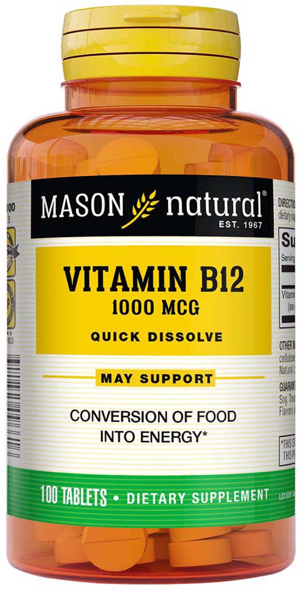Vitamin B12 1000mcg Sublingual - 100 Tablets - Vitamin | Mason - Kaybee ...