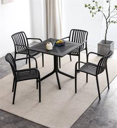 Square Table Modern Polypropylene Dining Table 80x80 cm Black or Green ...