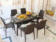 Rattan Design Plastic Garden Table with Four Legs - Garden Tables | Panda Plast - Panda Boutique