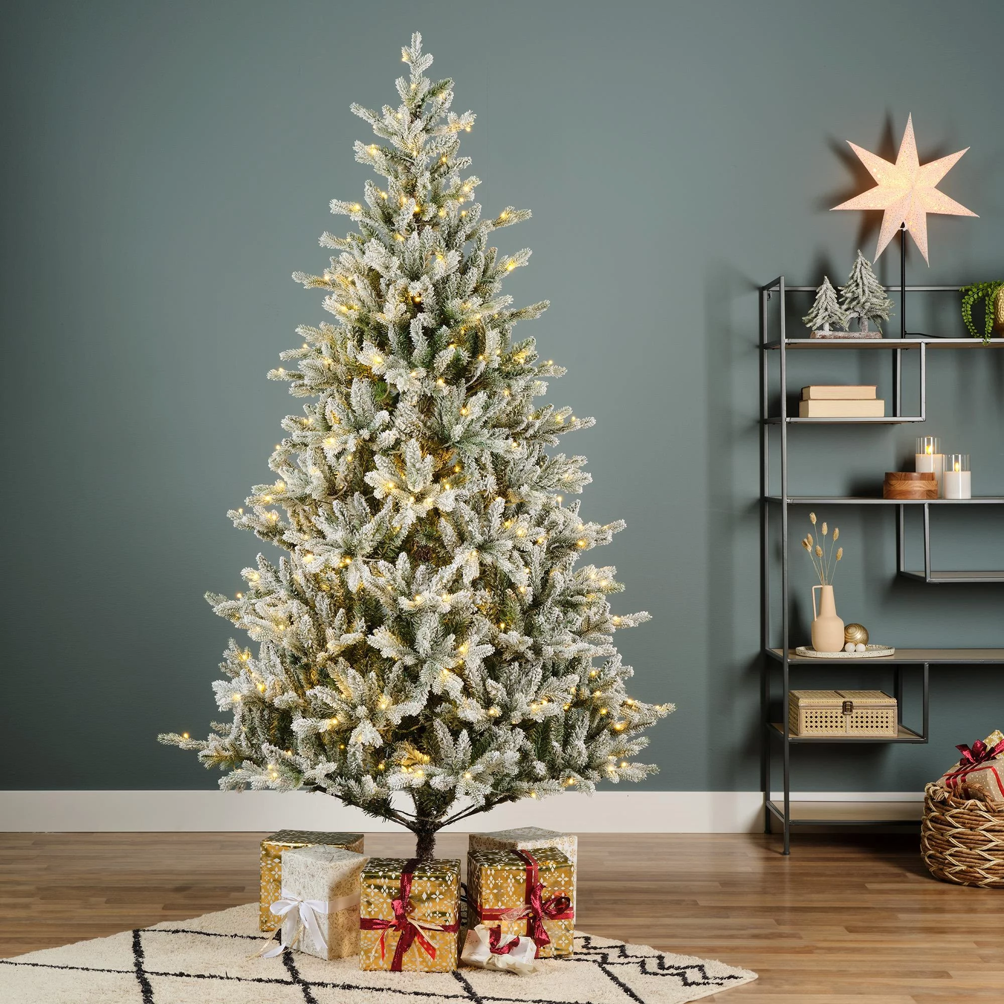 Allison Pine Snowy LED Indoor Tree - Warm White, 8 Functions ...