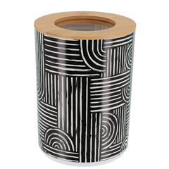 Printed Dustbin with Bamboo Cover, 5L Ethnic Vibes Modern Waste Bin ...