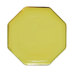 YELLOW OCTAGON BIG PAPER PLATES - YELLOW - Party and More